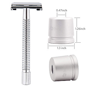 Butterfly Safety Razor Kit, WEISHI Chrome Long Handle Butterfly Open Double Edge Safety Razor With RIVERLAKE H3 Razor Holder Set (1 Razor, 1 Stand & 10pcs blades)