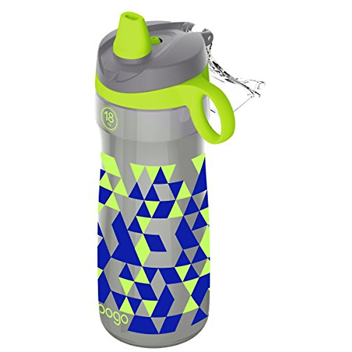 Pogo BPA-Free Tritan Kids Water Bottle with Silicone Soft Straw, Grey Geode & Zulu Torque 16oz Plastic Kids Water Bottle with Silicone Sleeve and Leak-Proof Locking Flip Lid and Soft Touch Carry Loop