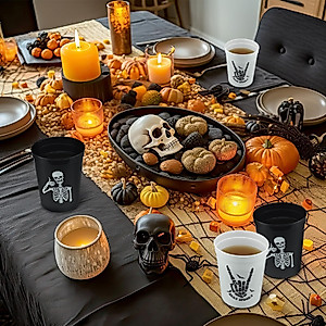 Rokochoes 24 Pcs Halloween Stay Spooky Bride or Die Plastic Cups Black and White Skull Bone Design 16 Oz Reusable Party Cups For Halloween Decoration Mega Party Cups friends parties Bachelorette Party