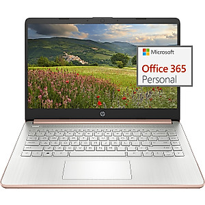 HP 14" Ultral Light Laptop for Students and Business, Intel Quad-Core N4120, 8GB RAM, 192GB Storage(64GB eMMC+128GB Micro SD), 1 Year Office 365, Webcam, HDMI, WiFi, USB-A&C, Win 11 S (Renewed)