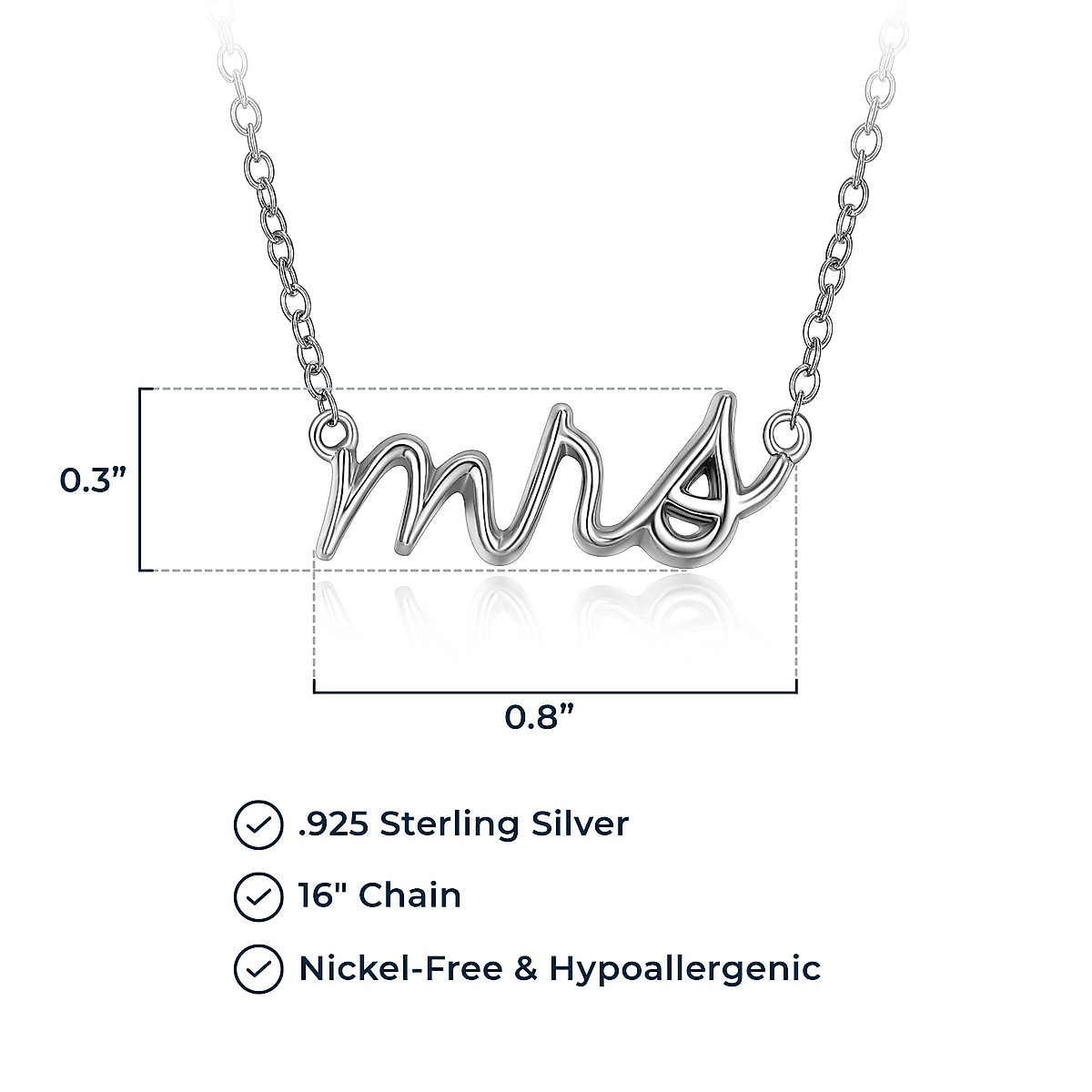 MORGAN & PAIGE Dainty Statement Necklace for Women, Sterling Silver Pendant with Cursive Letters, Everyday Jewelry, 16 inch with 2 inch Extender Chain