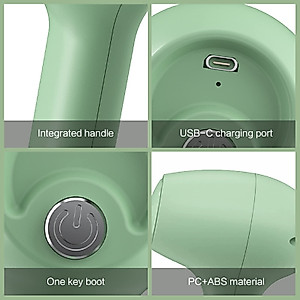 MOSHOU Cordless Hand Mixer, 3 Speed Electric Whisk USB Rechargeable Handheld Electric Mixer, 304 Stainless Steel Beaters & Whisk, for Lattes, Butter, Cakes,Egg, Milk, Cookies (Green)