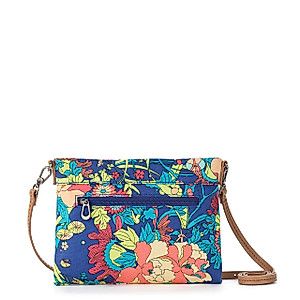 Sakroots Camden Small Crossbody in Cotton Uncoated Canvas, Royal Flower Power