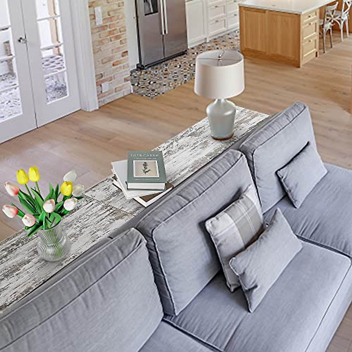 VIKIZUES Console Table with Power Outlets & USB Ports, 70" Narrow Sofa Table with Metal Frame, Entryway Table for Living Room Hallway Foyer Entrance, Couch Table Behind Sofa, Vintage White