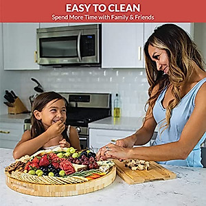 Large Charcuterie Board - 17 in, Round Charcuterie Boards Extra Large, Large Cheese Board, Round Cheese Board Set, Charcuterie Tray, Cheese Tray, Wood Charcuterie Boards, Wood Cheese Board Large