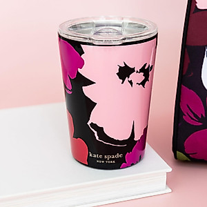 kate spade new york Small Insulated Stainless Steel Tumbler, 12 Ounce Double Wall Travel Coffee Cup with Lid, Painterly Blooms
