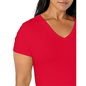 Nautica Women's Easy Comfort V-Neck Supersoft Stretch Cotton T-Shirt, Red, Medium