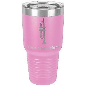 LaserGram 30oz Vacuum Insulated Tumbler Mug, Trumpet, Personalized Engraving Included (Light Purple)