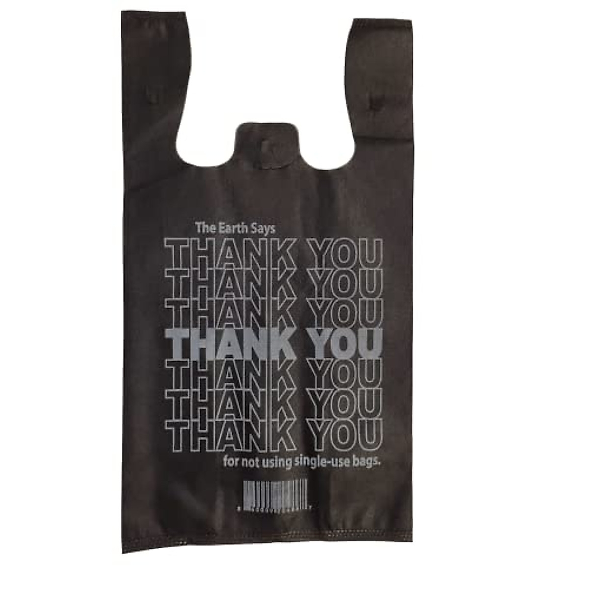 Green Smart Products 10800 Pcs Reusable Non-Woven Eco-Friendly Thank You T-Shirt Shopping Grocery 22”x12”x7” Tote Bags, Black