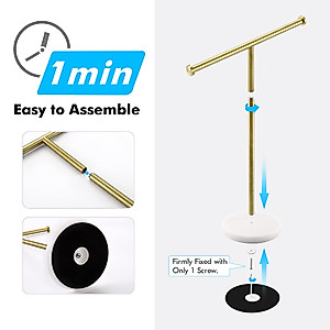 KES Gold Towel Rack Countertop, Hand Towel Stand 16.5" Height T-Shape Bath Towel Rack, Hand Towel Holder with Marble Base, Small Towel Rack Weighted Base SUS304 Stainless Steel, BTH205S14B-BZ