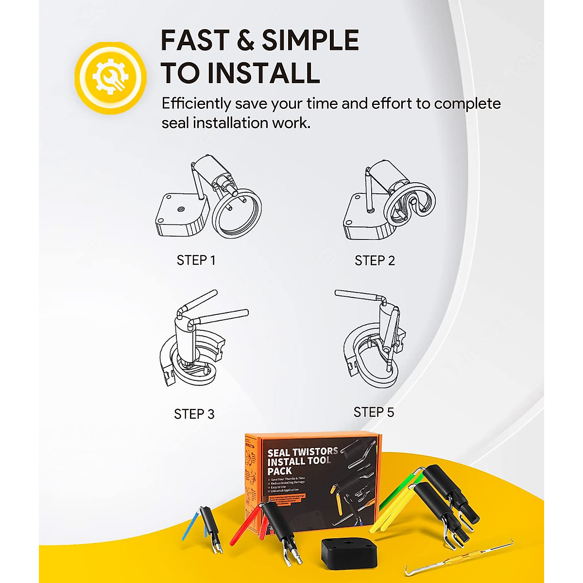 6 Pack Hydraulic Seal Installation Tools, Hydraulic Cylinder Piston Repair Rebuild Seal Kit, U-Cup Rod Seal Installation Tool Kits Upgraded Super Strong Seal Twistor Install Tool Set