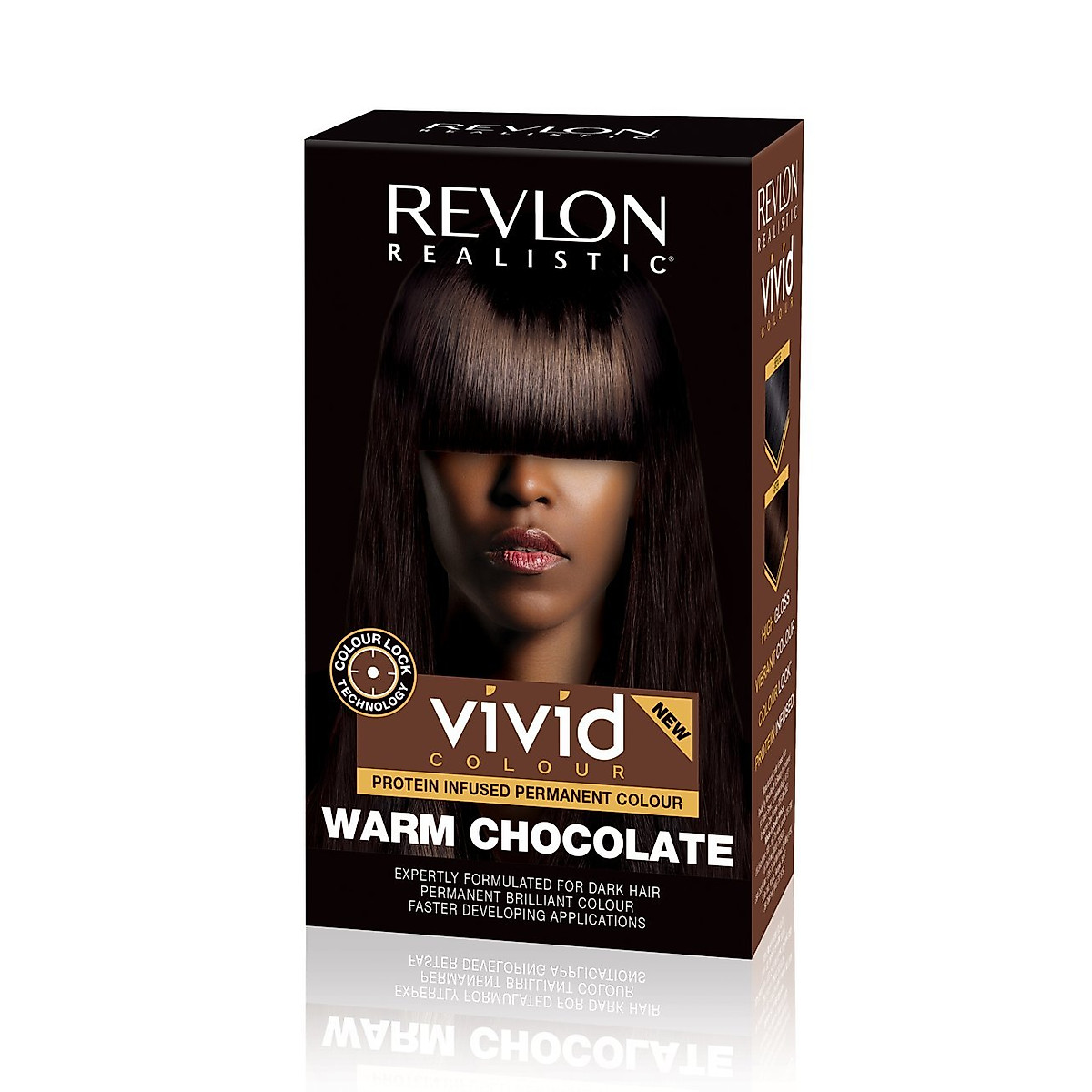 Revlon Realistic Vivid Colour Protein Infused Permanent Color Hair Dye with Color Lock Technology, Warm Chocolate 110ml
