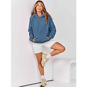ANRABESS Women Hoodies Oversized Fleece Long Sleeve Comfy Casual Basic Pullover Sweatshirts 2025 Fall Outfits Sweater Deep Blue X-Large