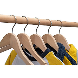 Wood Dress Hangers Kids Baby Children Toddler Wooden Shirt Coat Hangers with Notches and Anti-Rust Chrome Hook Pack of 10 (Natural) HL02N