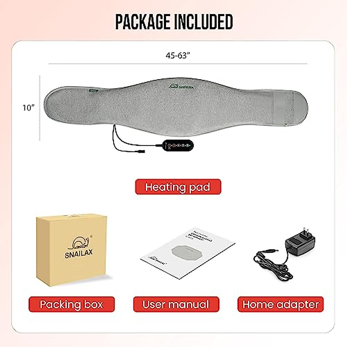 Snailax Heating Pad for Back Pain Relief,Belly Wrap Belt with 3 Vibration Modes & Adjustable Strap,Heating Pad for Cramps,3 Heat Setting & Auto Shut Off, Gifts(Gray)
