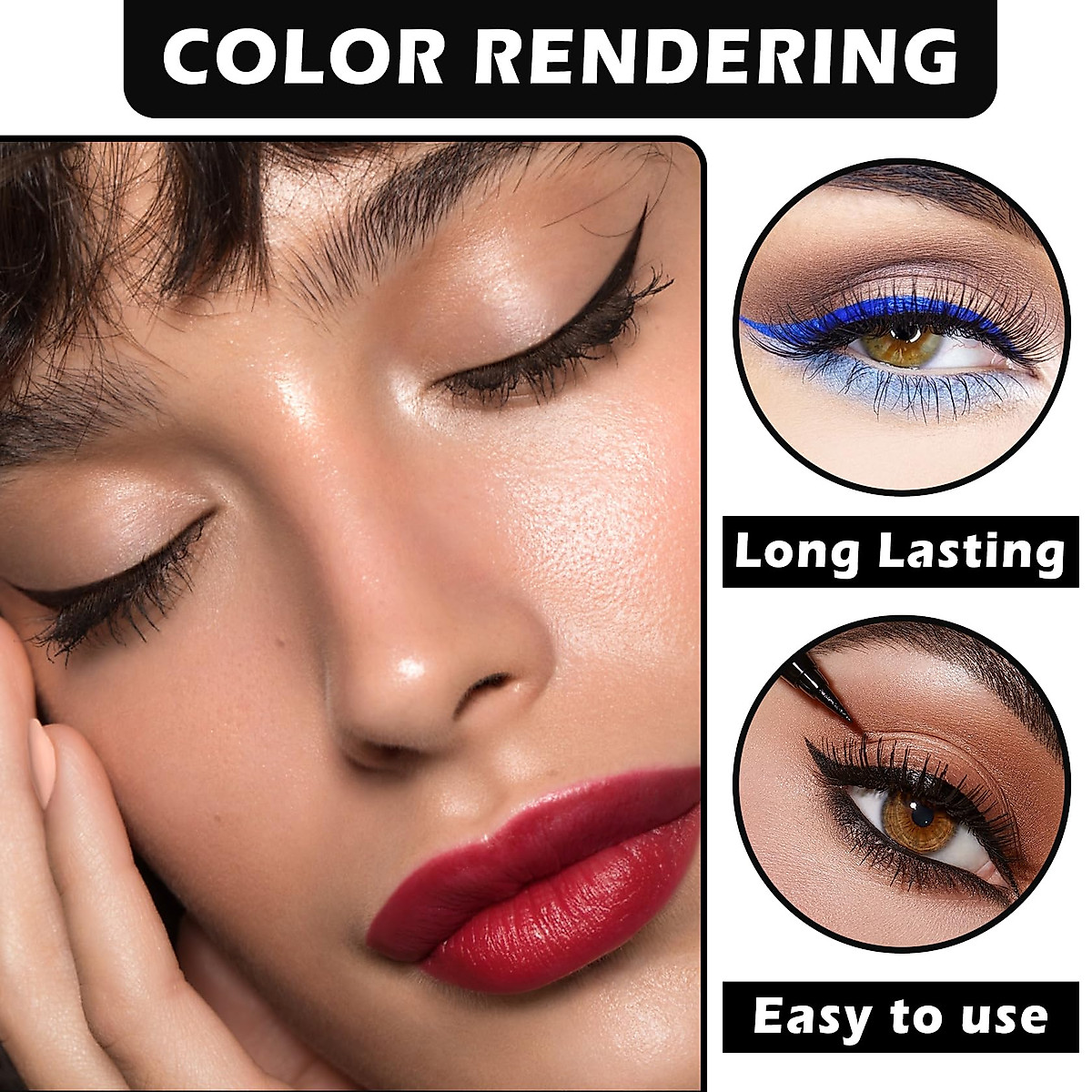 NVLEPTAP 2 PCS Dark Blue Liquid Eyeliner Pencil Set Colorful Liquid Eyeliner Pen Matte Eye Liner Waterproof Highly Pigmented Eye Makeup - 06 Dark Blue