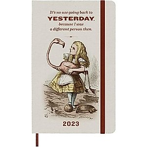 Moleskine Limited Edition Alice In Wonderland 12 Month 2023 Weekly Planner, Hard Cover, Large (5" x 8.25"), Alice