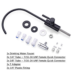 Anpean Drinking Water Faucet, Lead-Free, SUS304 Stainless Steel Kitchen Water Filter Faucet for Reverse Osmosis and Water Filtration Systems, Matte Black