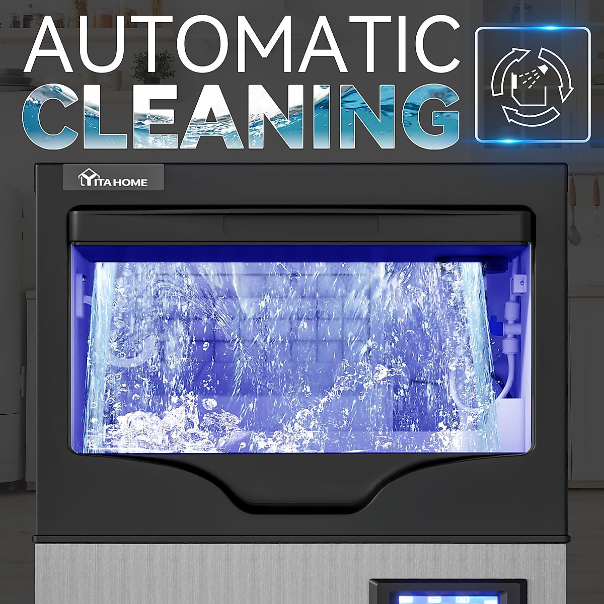 YITAHOME Upgraded Commercial Ice Maker Machine, 150LBS/24H Large Ice Maker Under Counter with 33LBS Storage Bin, Outdoor Free Standing Undercounter Ice Machine for Restaurant, Home, Bars, Coffee Shop