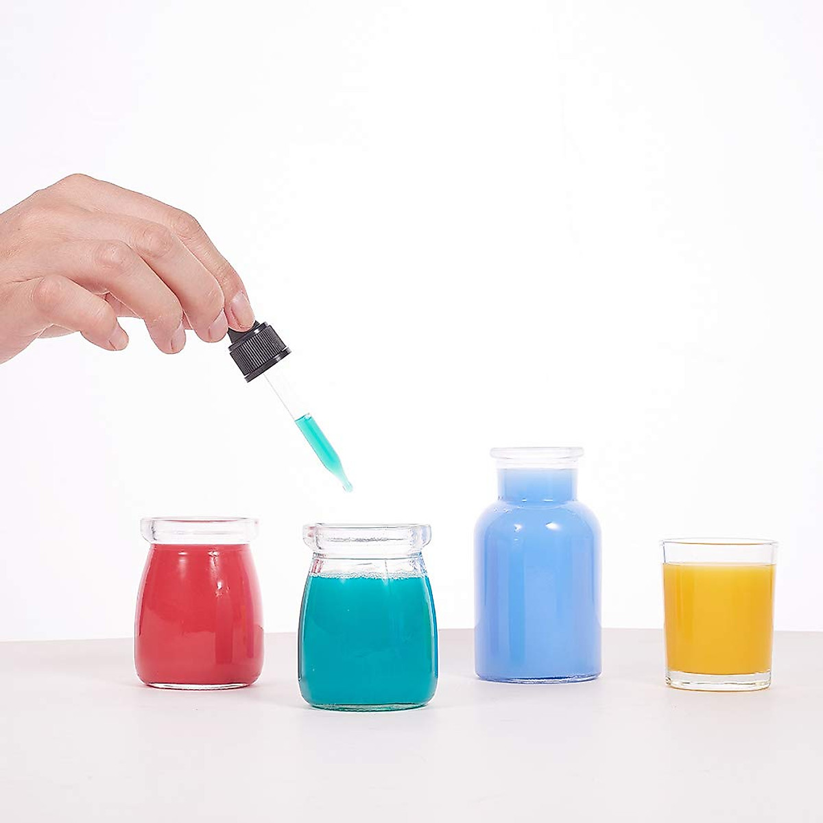 PH PandaHall Set of 12, Glass Eye Droppers for Essential Oil 30ml (1 Ounce) Pressure Rotating Cover Oil Droppers Pipettes Roller Tops for Essential Oil Bottles