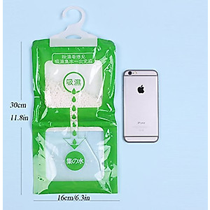 Eanjia 5 Pack Kitchen Bathroom Wardrobe Hanging Hygroscopic Desiccant Bag, Dehumidification Process Could be Witness