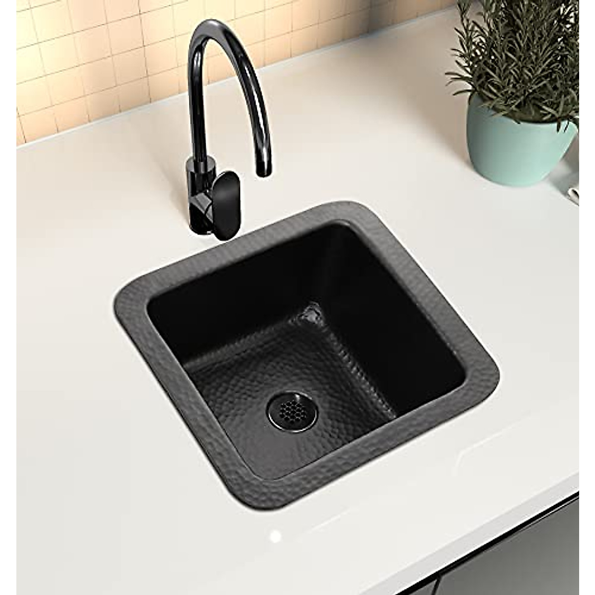 Monarch Abode 19193 Matte Black Hand Hammered Glasgow Dual Mount Bar Prep Sink (12 inches)
