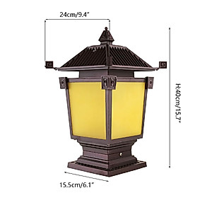 MODEBHD Solar LED Outdoor Post Lamps, Die-cast Aluminum Waterproof and Moisture-Proof IP65 Villa Courtyard Post Lantern E27, Pillar Light, The Garden Lawn Fence, Square Post Lights