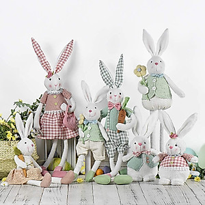 WORLDECO Easter Plush Bunny Gnome 2024 Ornaments, Swedish Garden Plush Doll Gift Spring Long Stretchable Leg, Holiday Room Decor 32 inch