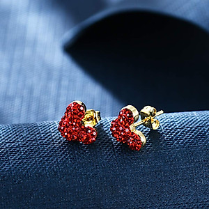 Deelan Fashion Mickey Mouse Stud Earrings For Women Red Lucky Crystal Jewelry Festival Gift Earring (Style 1)