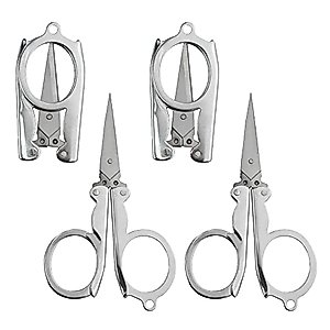 XINMEIWEN 4Pack Small Folding Scissors Portable Travel Scissors Stainless Steel Cutter Mini Scissors Set for Home Office and Travel Trip Scissors