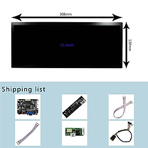 VSDISPLAY 12.3" 12.3 Inch 1920X720 LCD Screen HSD123KPW2-D10 with HD MI VGA AV LCD Controller Board KYV-N5 V3