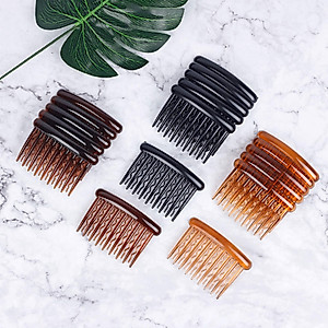WBCBEC 18 Pieces Plastic Teeth Hair Combs Tortoise Side Comb Hair Accessories for Fine Hair