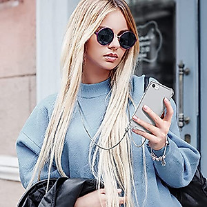 kwmobile Case Compatible with Apple iPhone SE (2022) / iPhone SE (2020) / iPhone 8 / iPhone 7 - Crossbody Case Clear Transparent TPU Phone Cover with Metal Chain Strap - Silver/Transparent