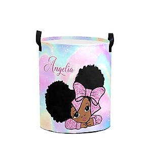 Generic Waterproof Laundry Hamper for Girls Kids Baby, Cute Pink Laundry Basket with Handle, Custom Nursery Hamper with Name