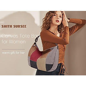 Canvas Tote Bag for Women Large Hobo Bag 2 Straps Crossbody Shoulder Handbag Pocketbooks Womens Purses