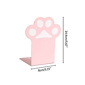 Wonzonewd File Sorters Cute Paw Book Stand Holder Shelf Desktop Bookends for Kid Child Student (Color : Pink)