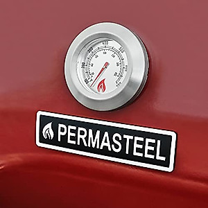 Permasteel 2-Burner Gas Grill | Cast Iron Cooking Grates, Grilling Tools Holder, Foldable Sides, PG-A40201-RD, Cabinet Style, 22000 BTUs – Red