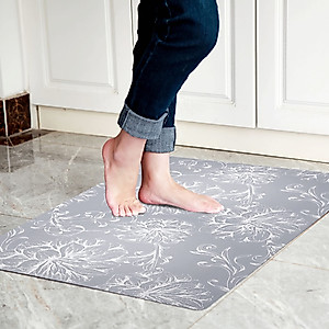Cosilyt 1/10" Ultra Thin Extra Large 3×5 Feet and 24"×35" Front Door Mat Indoor Entryway Area Rug for Inside Entry, Waterproof Non Slip Washable Rubber Interior Door Mats, Baroque Grey