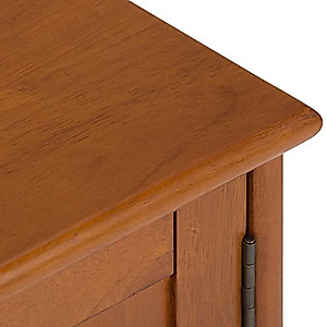 SIMPLIHOME Draper SOLID WOOD Universal TV Media Stand, 60 Inch Wide, Modern Industrial, Living Room Entertainment Center, for Flat Screen TVs up to 70 Inch in Teak Brown