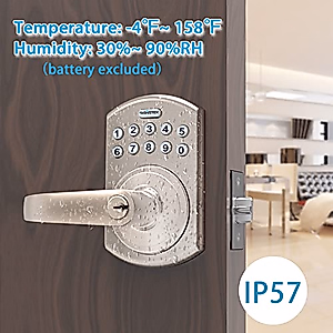 Signstek Keypad Entry Lever Door Lock with LED Backlit Keypad Password/Key Accessibles, Satin Nickel