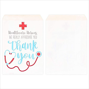 Sparkle and Bash Thank You Goodie Bags, Nurse Appreciation Gifts (5 x 7.5 in, 100 Pack)