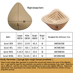 CYTMTZGA Cotton Mastectomy Breast Prosthesis Breast Forms Bra Insert Pads Light-weight Ventilation Sponge Boobs Sp2ML