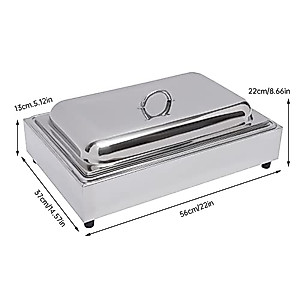 Commercial Food Warmer, Full-Size 1 Pot Steam Table with Lid, Electric Food Warmers, Grade Stainless Steel Buffet Equipment, Fits 20.87 x 13 Pan, 300W, for Restaurant, Sliver