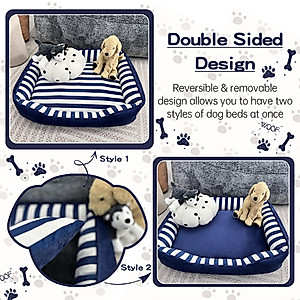 LinkRomat Dog Beds Large Sized Dog with Cushion, Extra Large Dog Bed Removable Washable & Waterproof Dog Bed, Indestructible Chew Proof Dog Bed Suit Medium & Large Dog, M, 35" L X 27" W X 6" Th