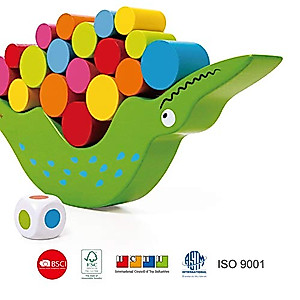 Classic World Wooden Stacking Blocks Balancing Game Crocodile Math Game Wooden Stacking Blocks and Sorting Toy Educational Toys for Preschool Kids