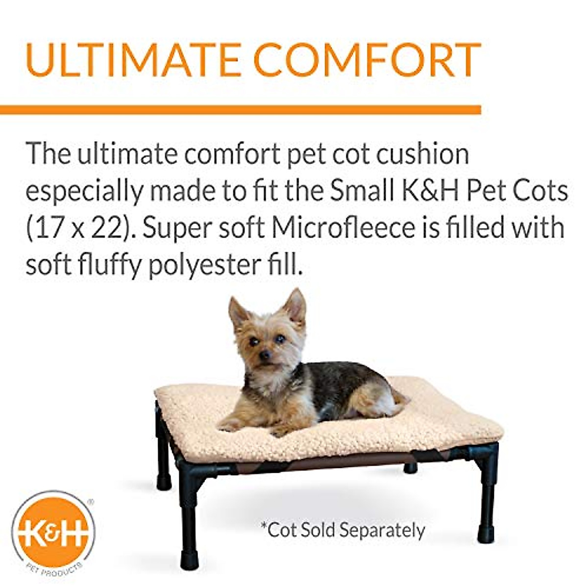 K&H Pet Products Original Pet Cot Microfleece Pad - Tan, Small 17 X 22 Inches