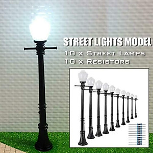 Artudatech 10PCS LCX04 Model Railway Lamppost Lamps Street Lights O Scale LEDs
