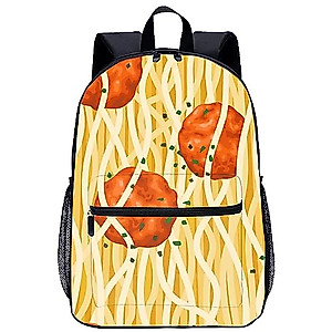Spaghetti Meatballs Pattern Laptop Backpack for Men Women 17 Inch Travel Daypack Lightweight Shoulder Bag