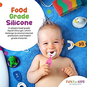 ZOFREY Kids Toothbrushes U Shape 4 Pack - Kids Toothbrushes with Safari Animals and 4 Free E-Books, U Shaped Toothbrush Kids Age 2-6, 360 Toothbrush Toddler, Autism Toothbrush for Kids, BPA Free