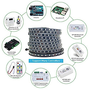 ALITOVE 32.8ft Addressable RGB LED Strip Light WS2811 Dream Color Digital Programmable Flexible LED Pixel Tape Light 24V 10m 600 LEDs 5050 SMD Waterproof IP67 Black PCB for Arduino Raspberry Pi